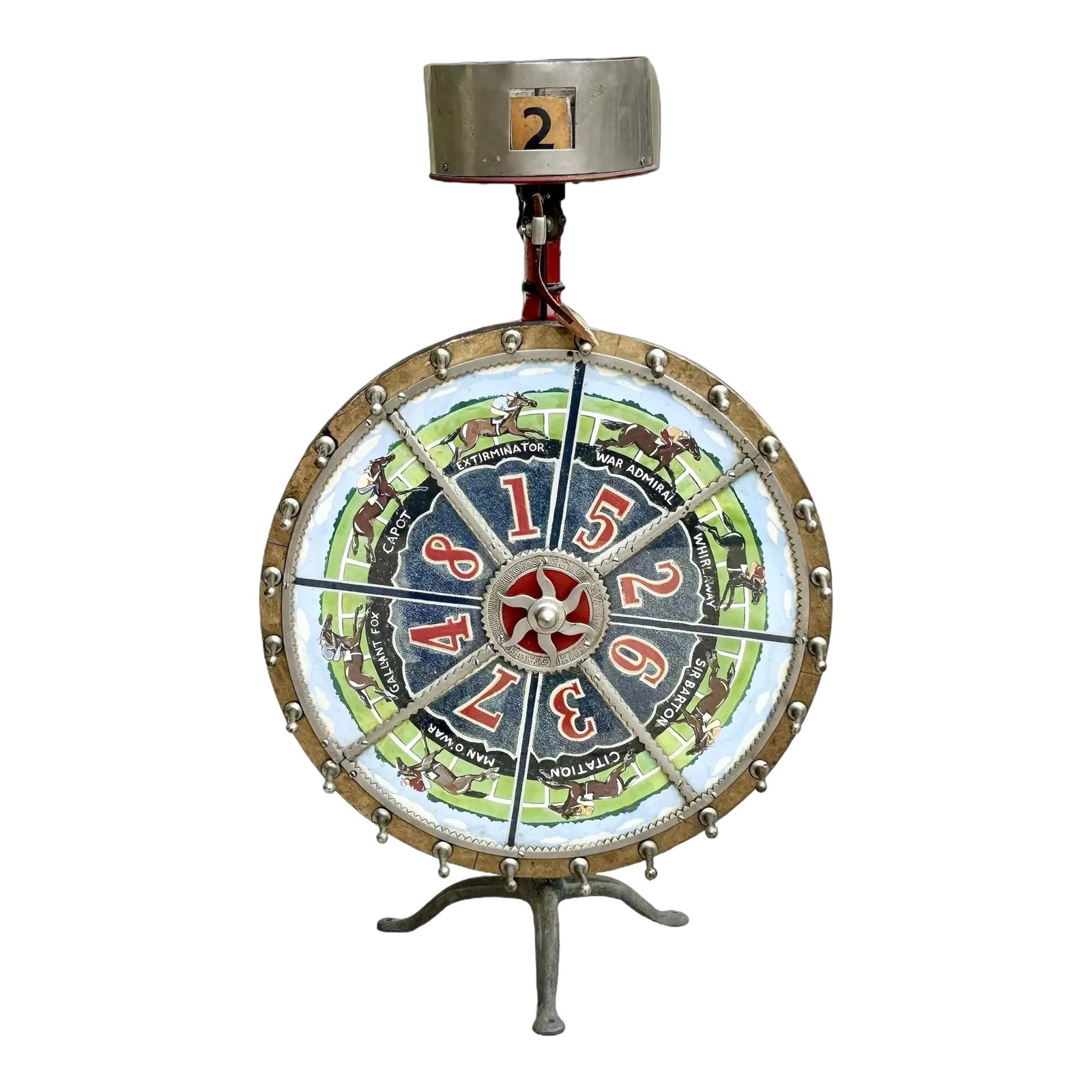 Rare 1920s Horse Racing Gaming Wheel by Evans & Co Chicago | Chairish