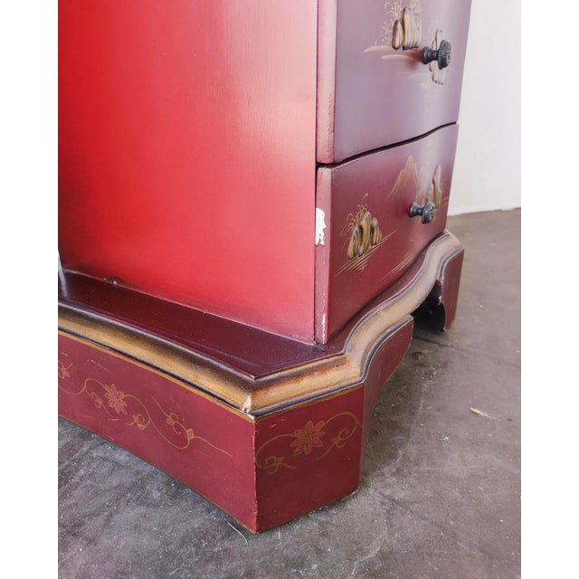 Red Chinese Jewelry Chest of Drawers Storage | Chairish