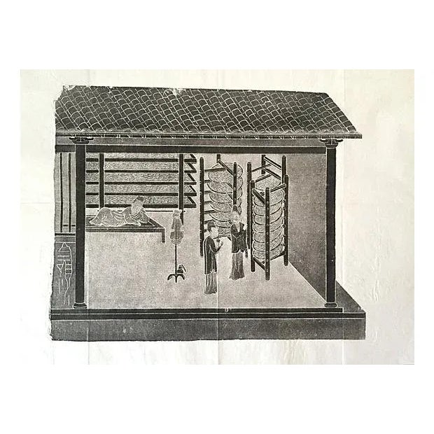 Chinese Interior Woodblock Print | Chairish