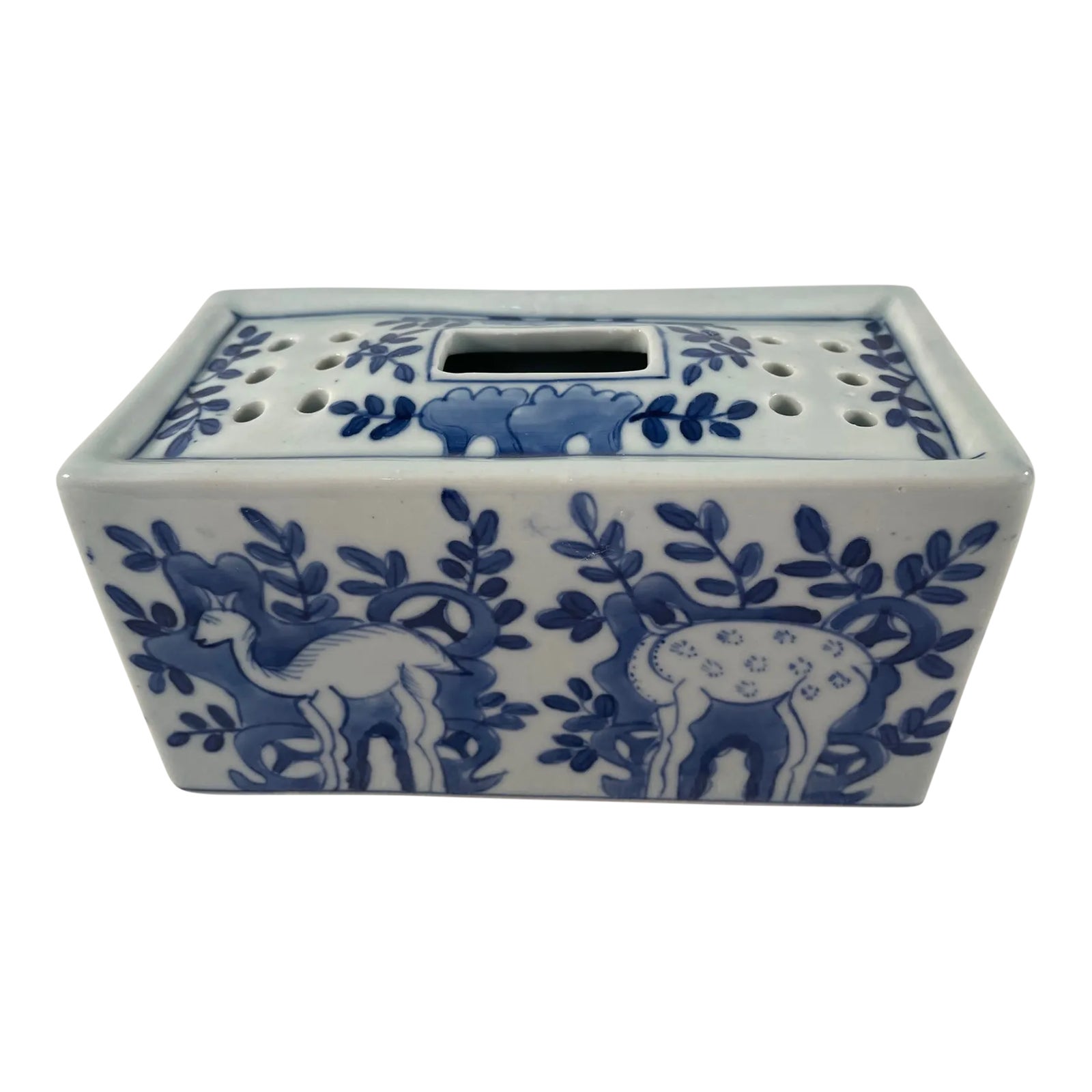 Antique Dutch Delft Faience Flower Brick Vase | Chairish