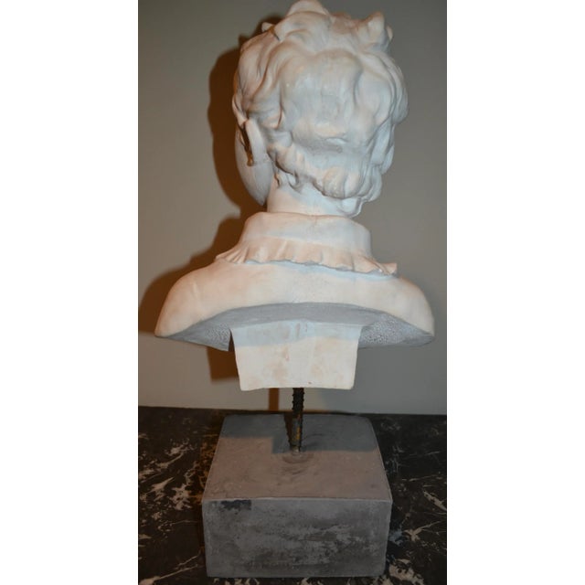 Plaster Bust Sculpture - Young Man's Head on Stone Pedestal | Chairish