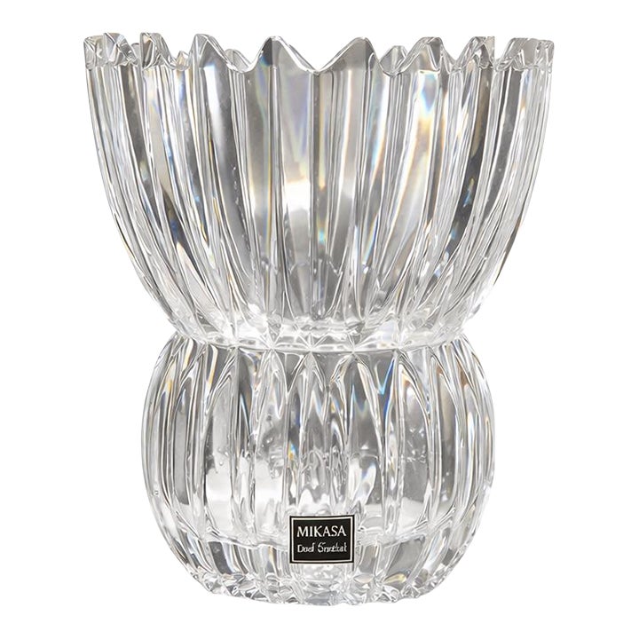 Mikasa Ice Palace Crystal Vase Sculptural Scalloped Rim Slovenia | Chairish