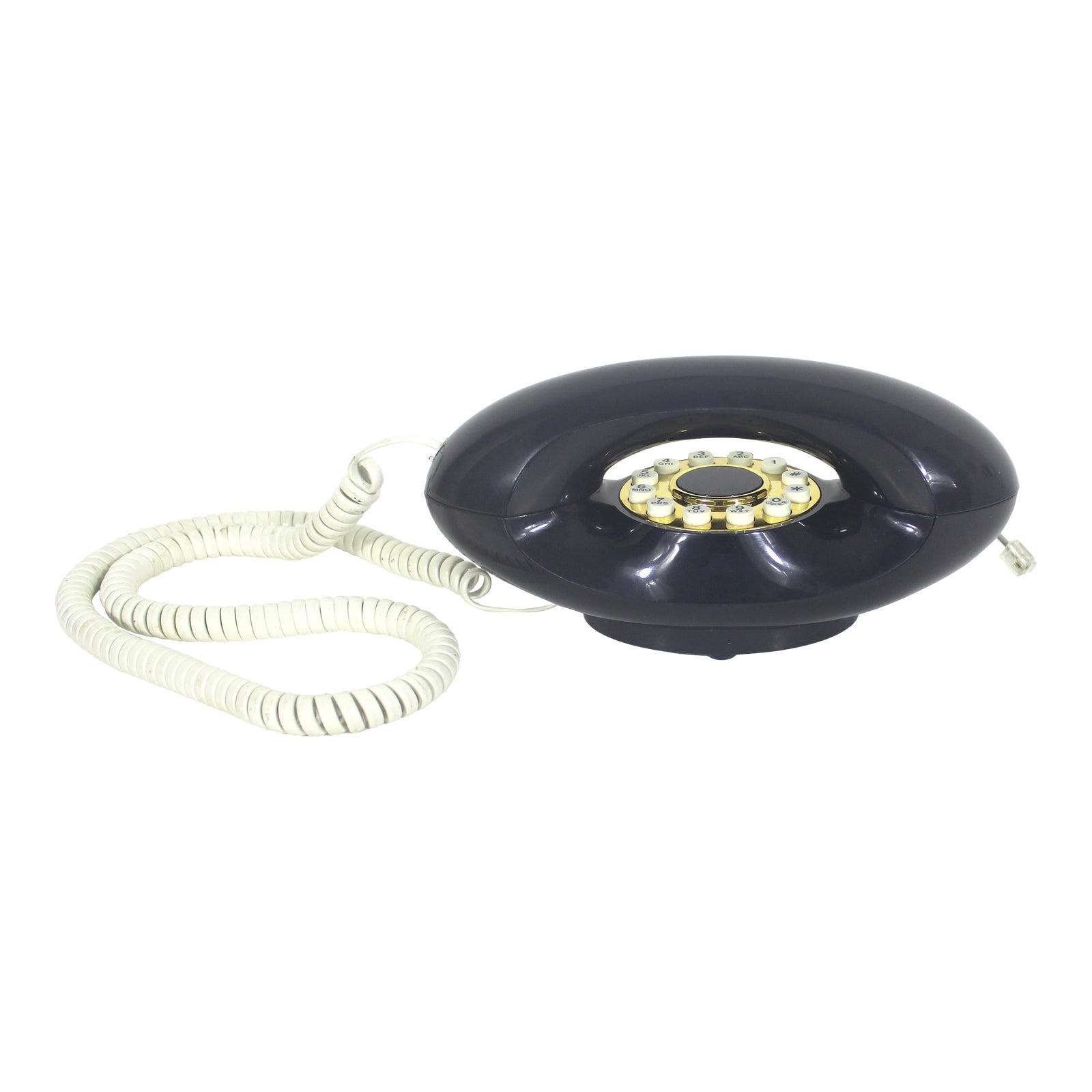 Vintage Navy Blue and Gold White Genie Phone Push Button Telephone ...