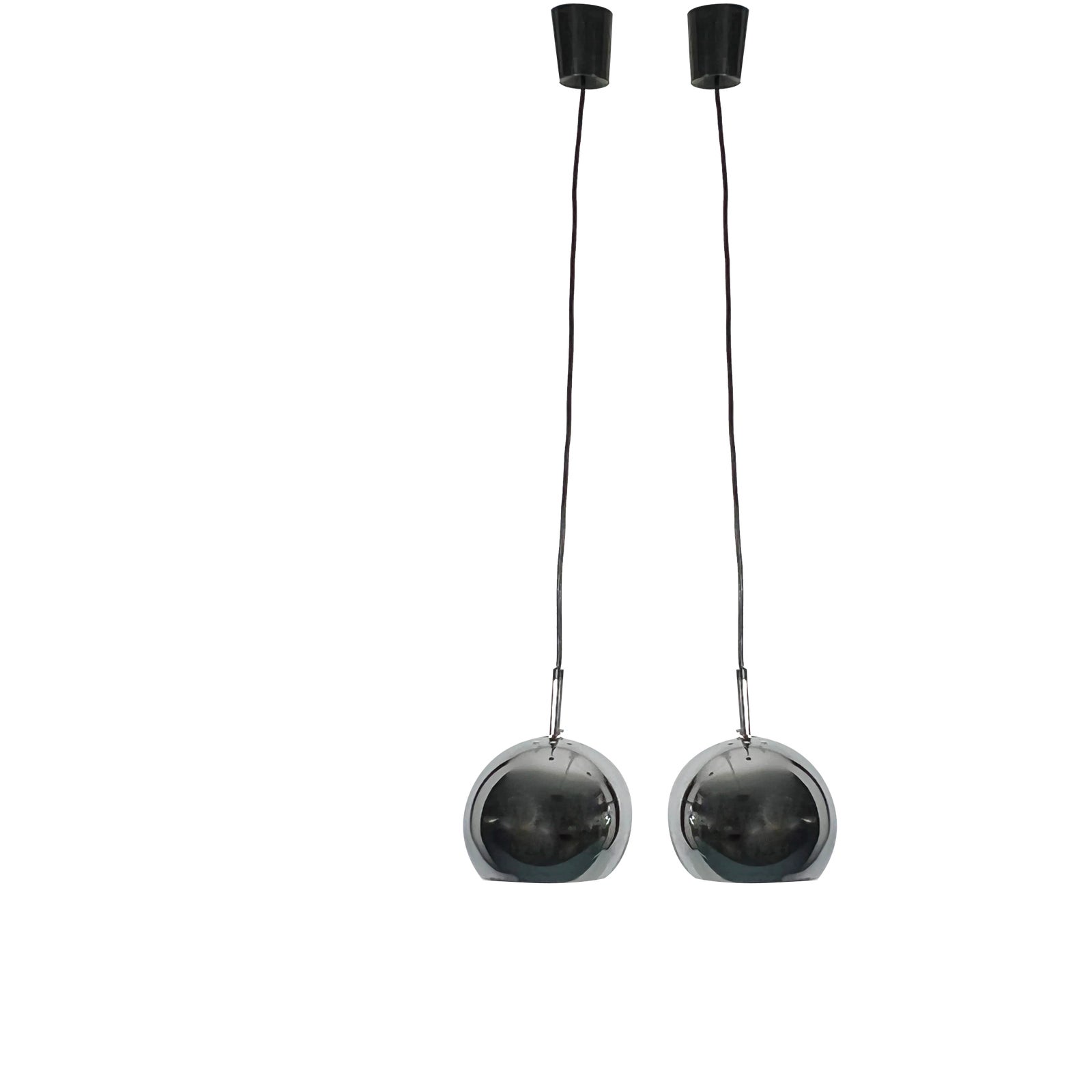 Chrome Sphere Pendant Lamps by Targetti, 1970s, Set of 2 | Chairish