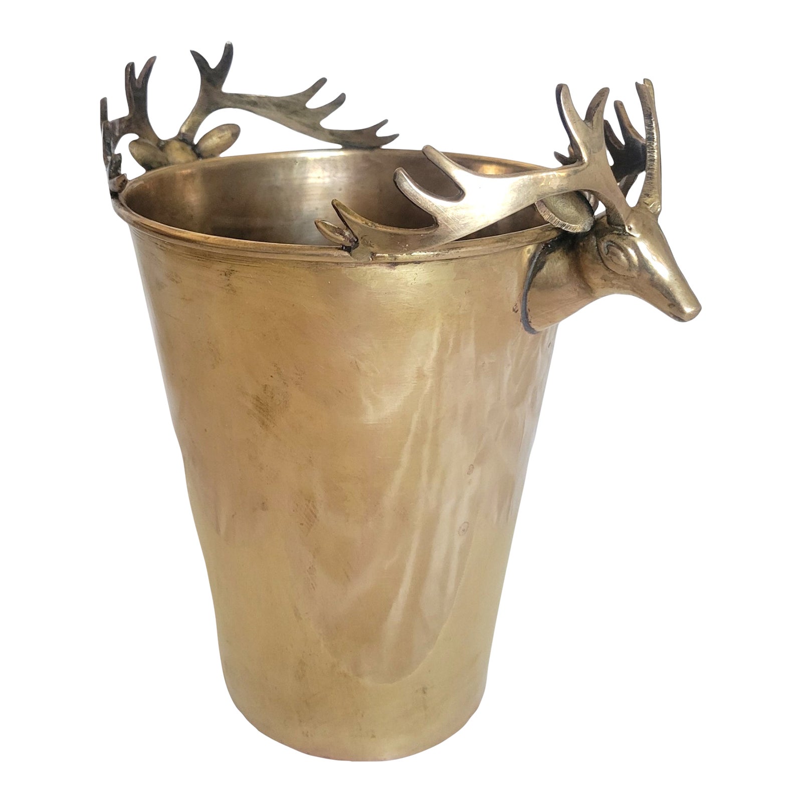 Antique Stag Head Ice Bucket Brass Vase Wine Bucket | Chairish