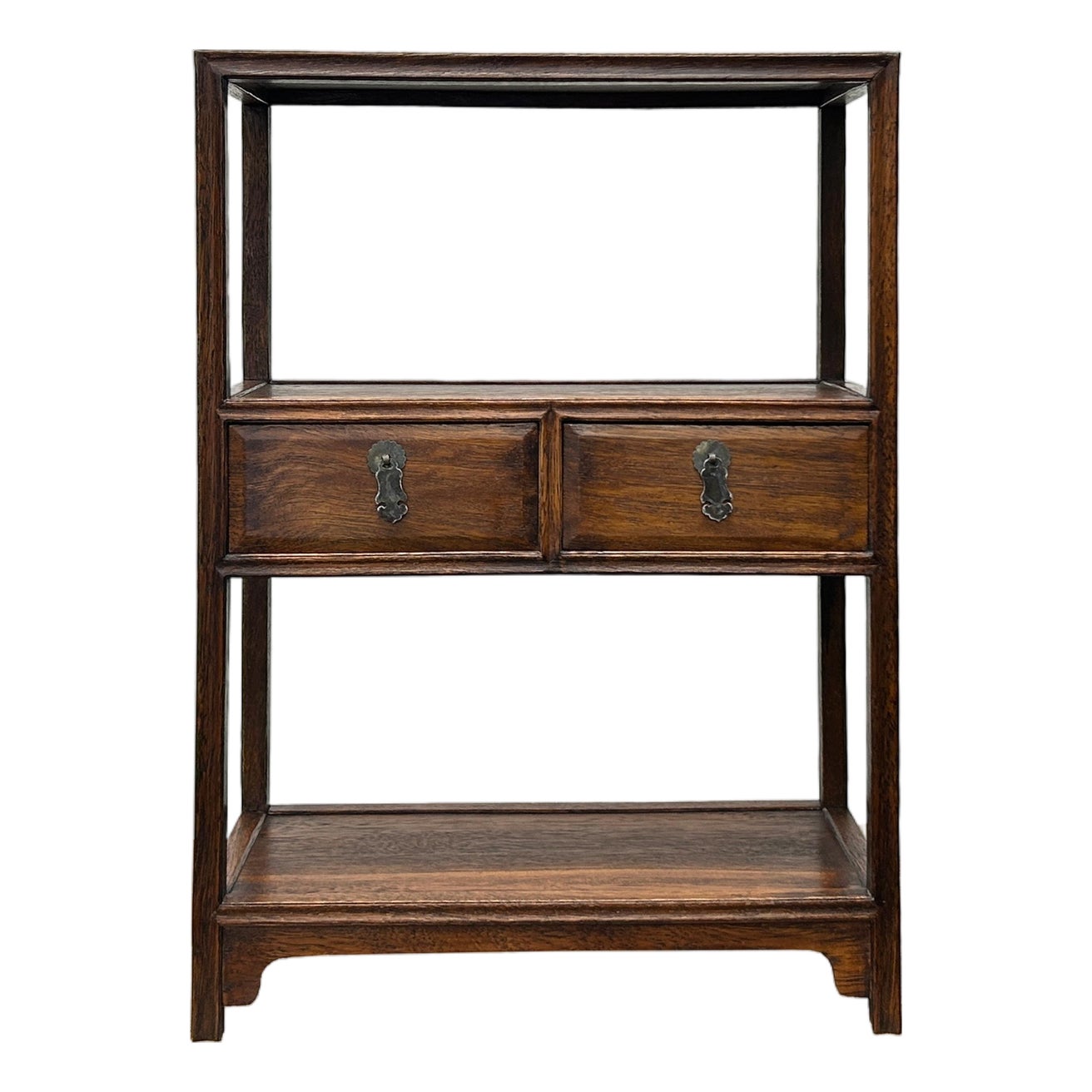 Chinese Brown Stain Wood Rectangular Small Curio Display Stand | Chairish