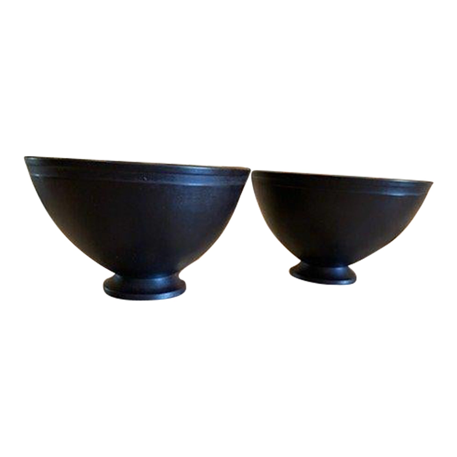 Circa 1935 Wedgwood Art Deco Black Basalt Bowls by Keith Murray | Chairish