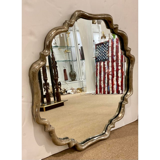 Modern Oxidized Silver Finished Valentia Wall Mirror | Chairish