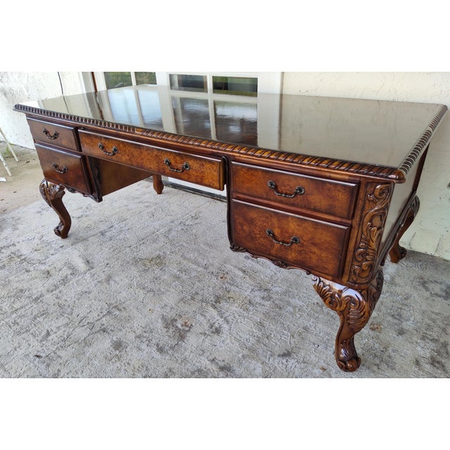 Queen Anne Style Ornate Writing Desk | Chairish