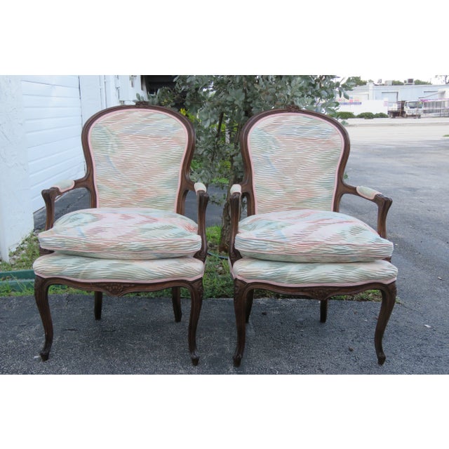 French Pair of Side Living Bed Room Den Fireplace Chairs | Chairish