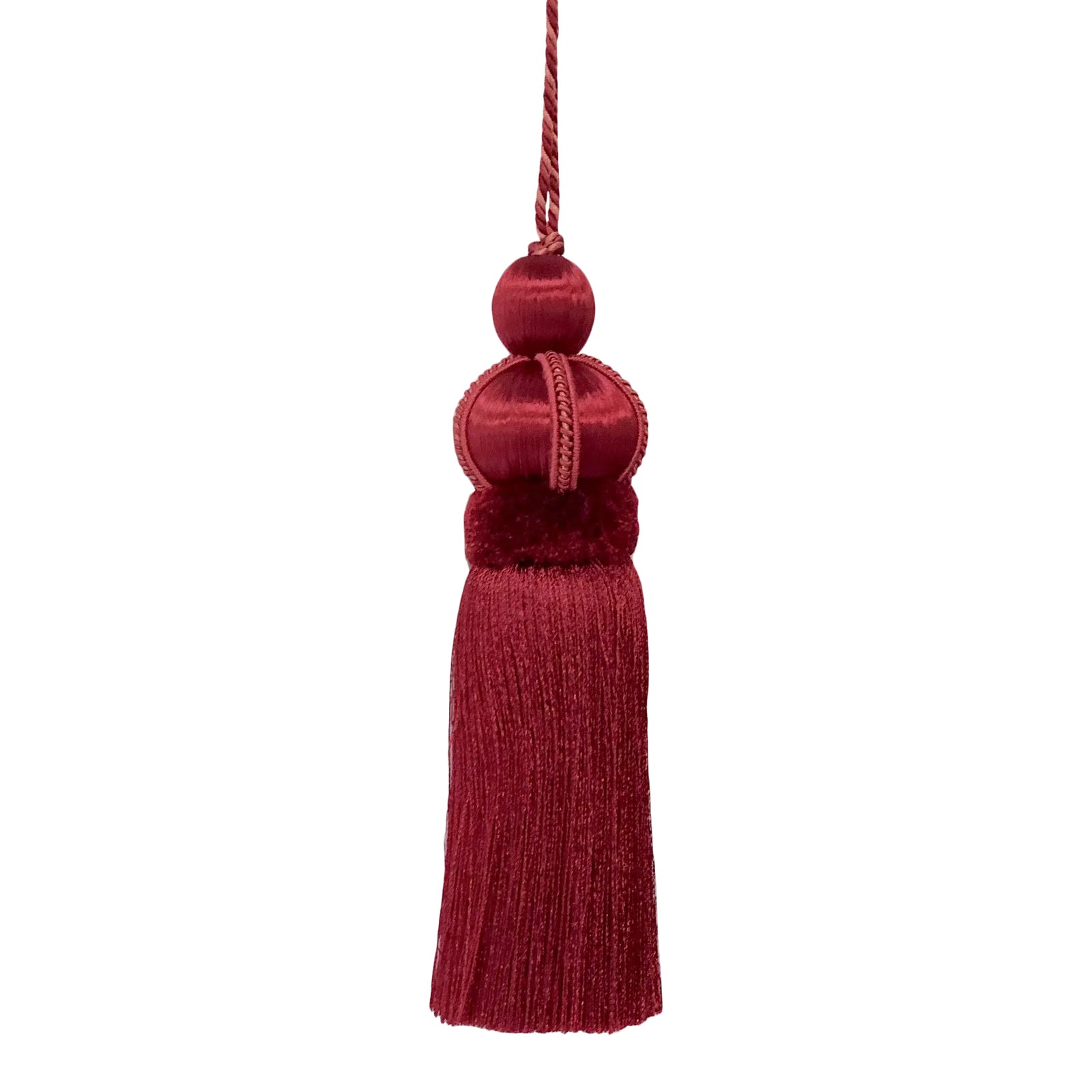 Ruby Red Key Tassel With Velvet Ruche | Chairish