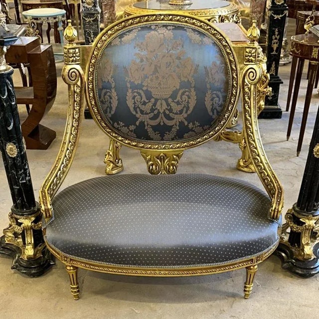 Rococo Style Big Chair With Gold Details | Chairish