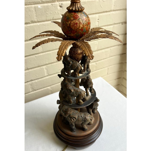 Vintage Elephant Column Table Lamp by Tyndale | Chairish
