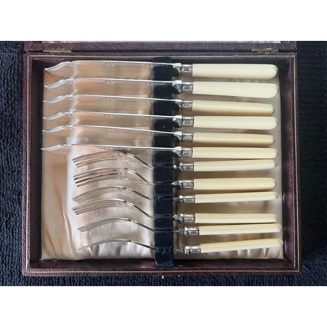 Antique English Sheffield Fish Knife and Fork Set- 12 Pieces | Chairish