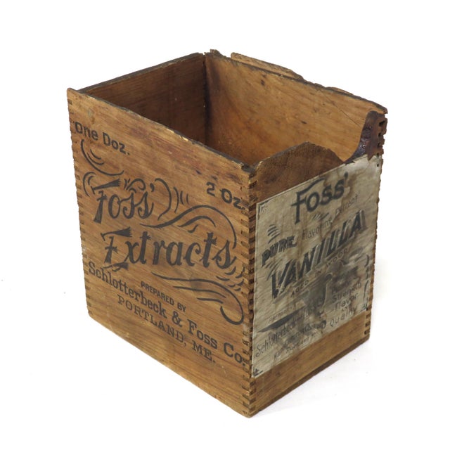 1900s Primitive Vanilla Extract Wood Shipping Crate | Chairish