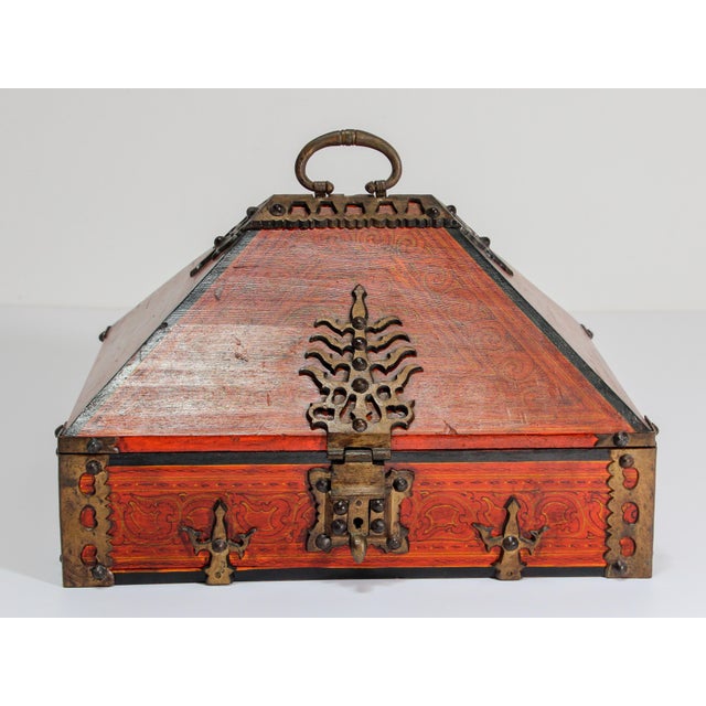 Large Decorative Jewelry Box With Brass, Kerala Nettur Petti | Chairish