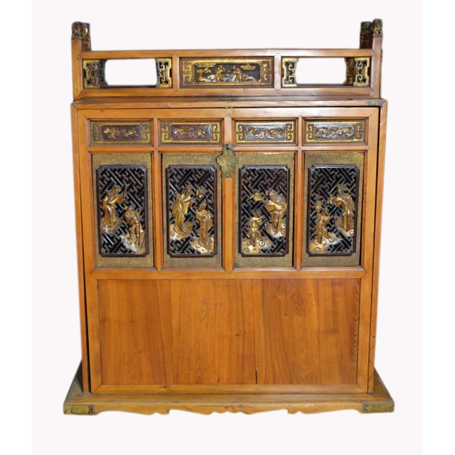 19th Century Chinese Dowry Chest With Fretwork and Carved Gilt ...