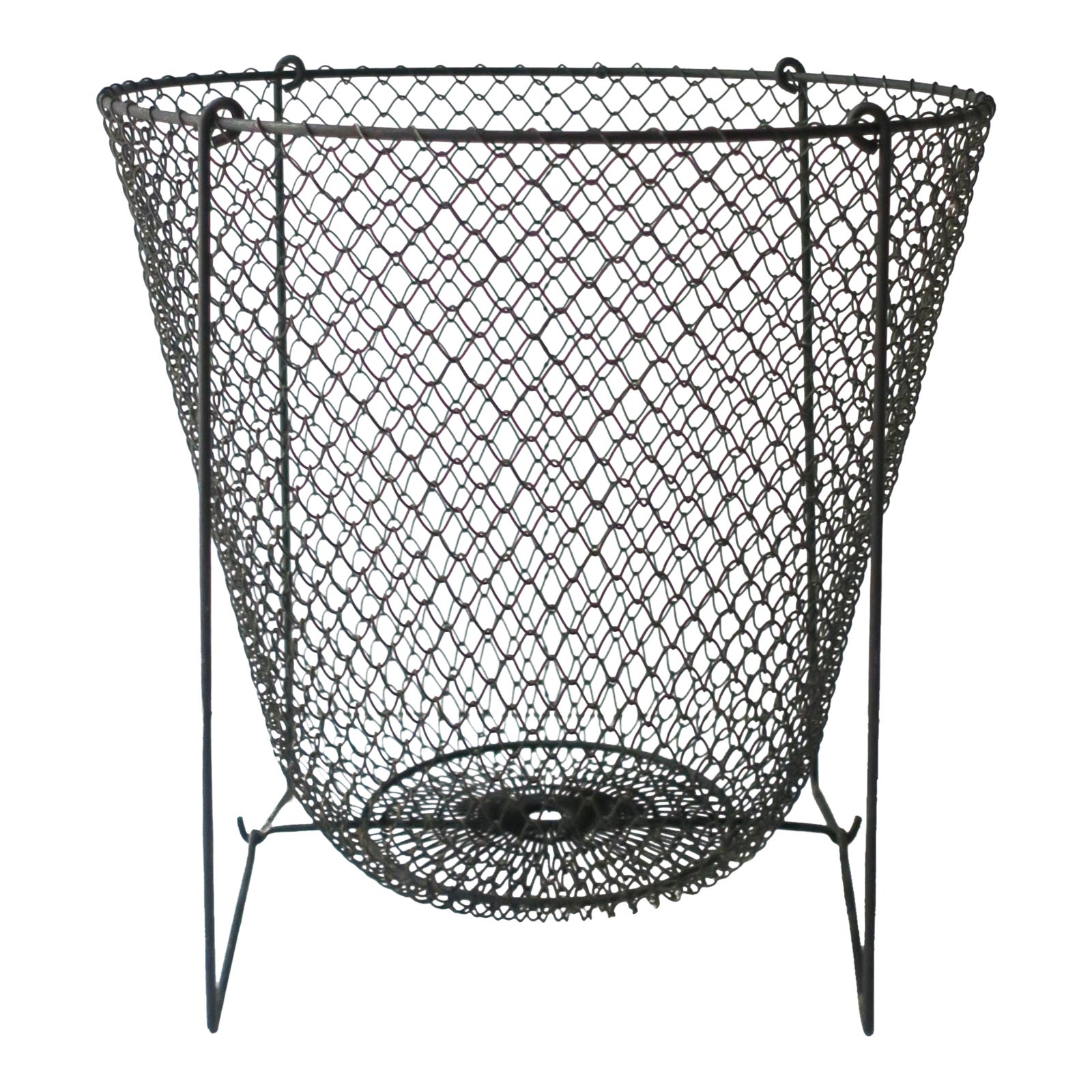 Black Metal Mesh Wire Wastebasket Trash Can | Chairish