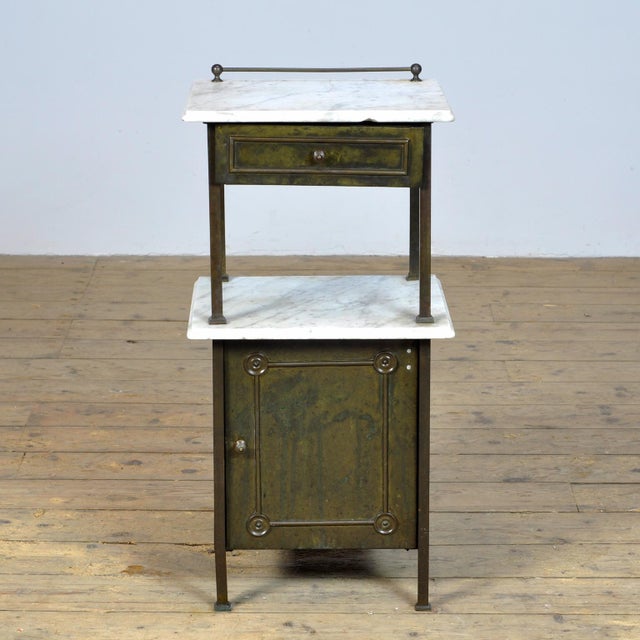 Brass Nightstand with Marble Top, 1910s | Chairish