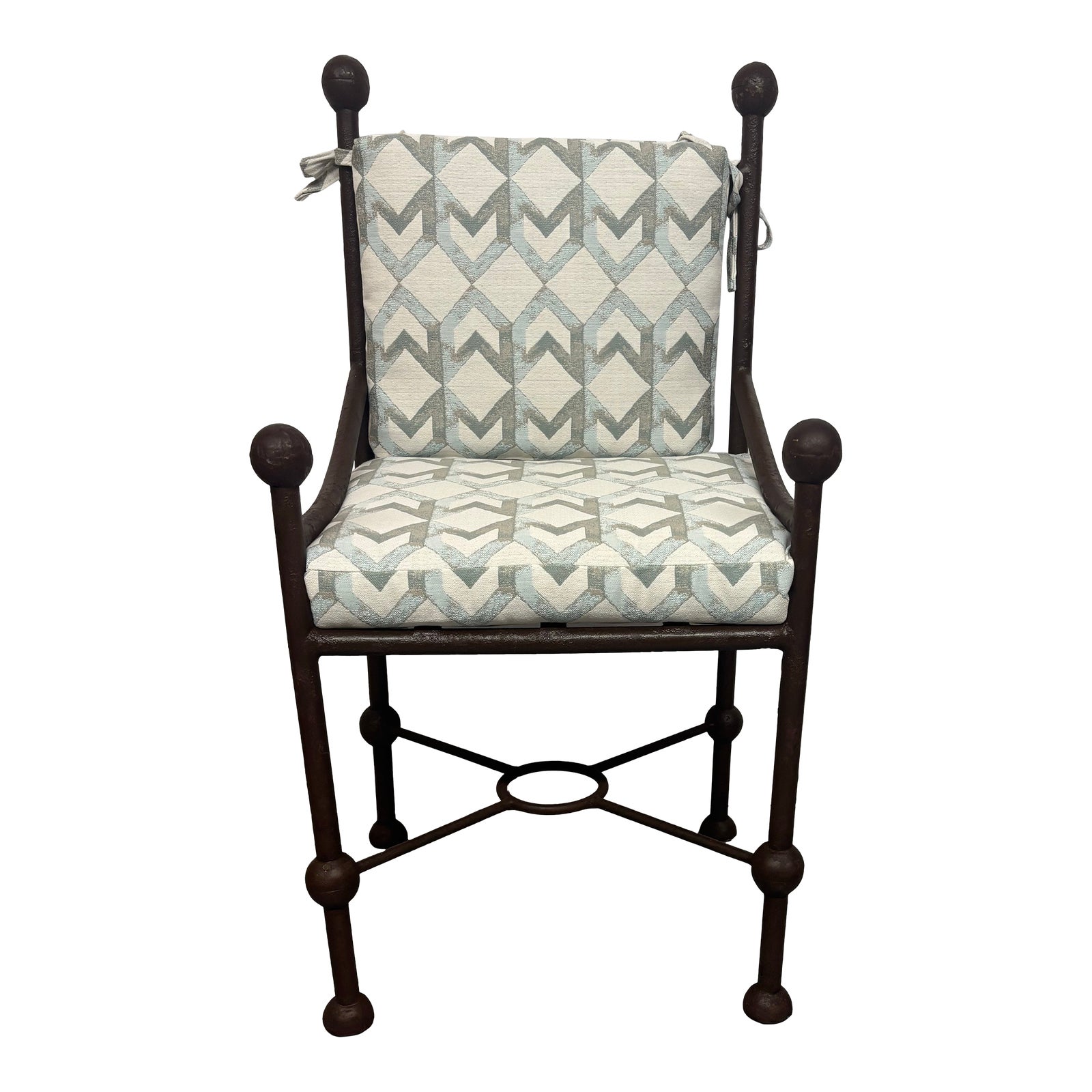 1990s Outdoor Metal Arm Chair & Cushion | Chairish