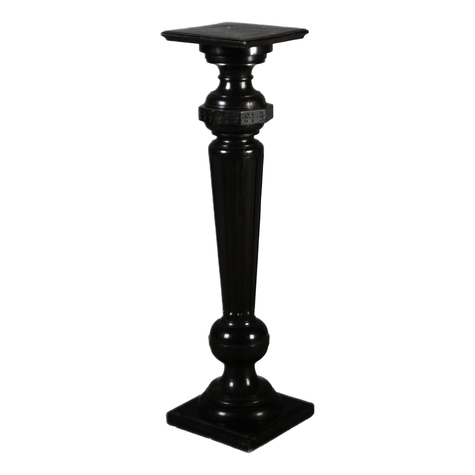 Antique Flower Column in Black, 1880 | Chairish
