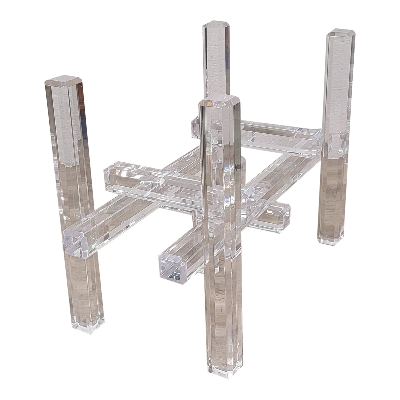 Lucite Skyscraper Column Geometric Dining Table or Desk Base | Chairish