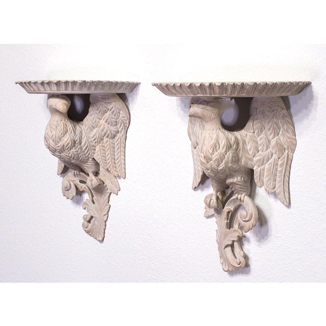 Late 20th Century Maitland Smith Carved Beige / White Eagle Wall ...