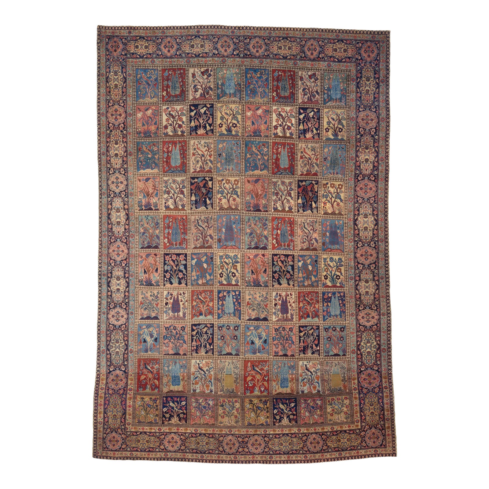 Early 20th Century Persian Tabriz Rug With Garden Design- 10′5″ × 15′10 ...