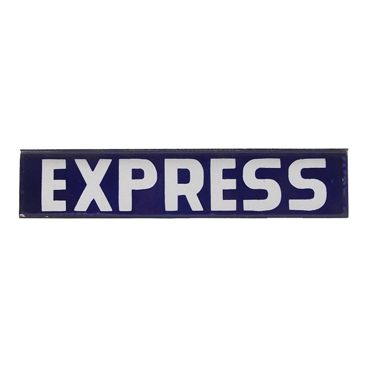 Vintage European Blue French Steel Express Sign | Chairish
