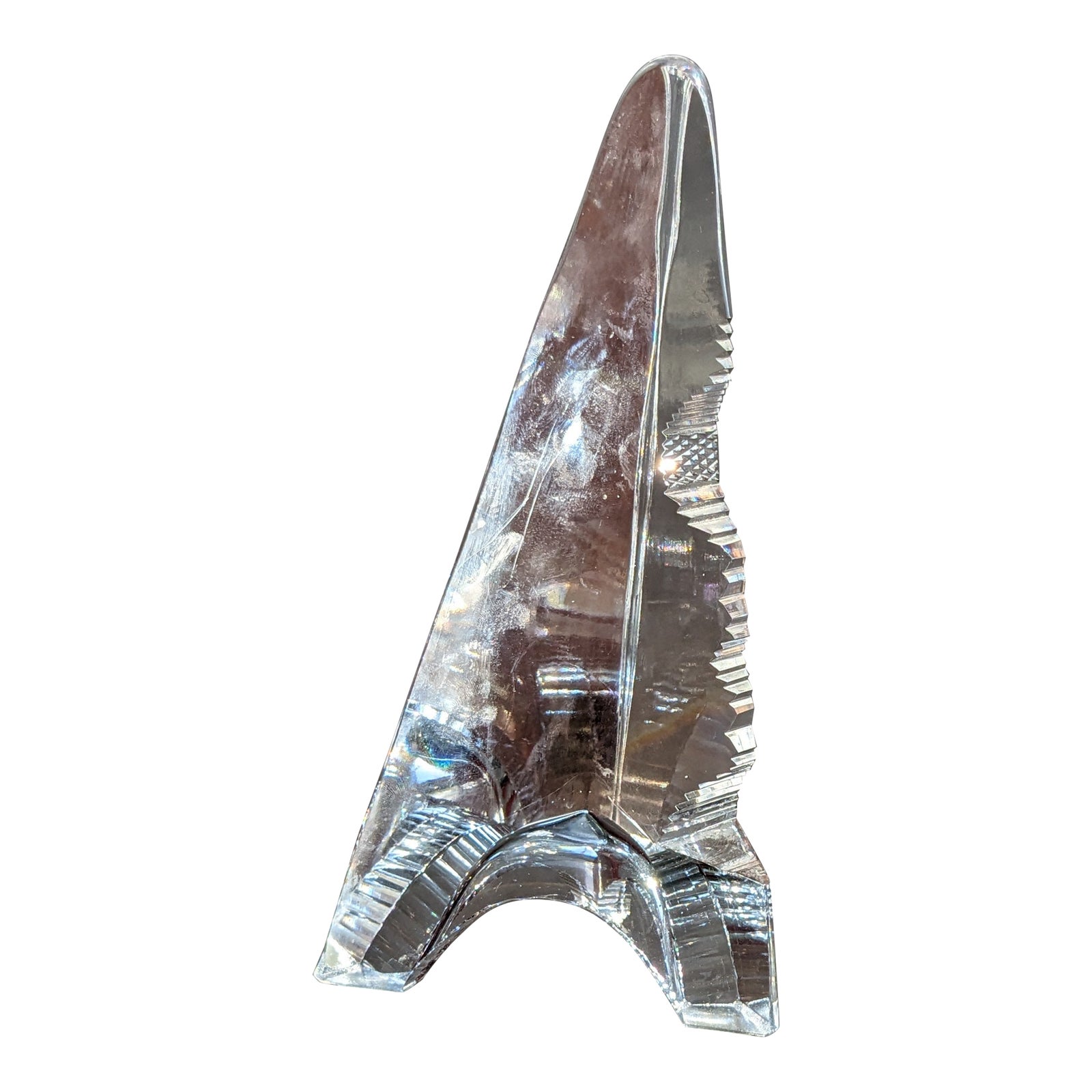 Vintage Crystal Triangular Paperweight | Chairish