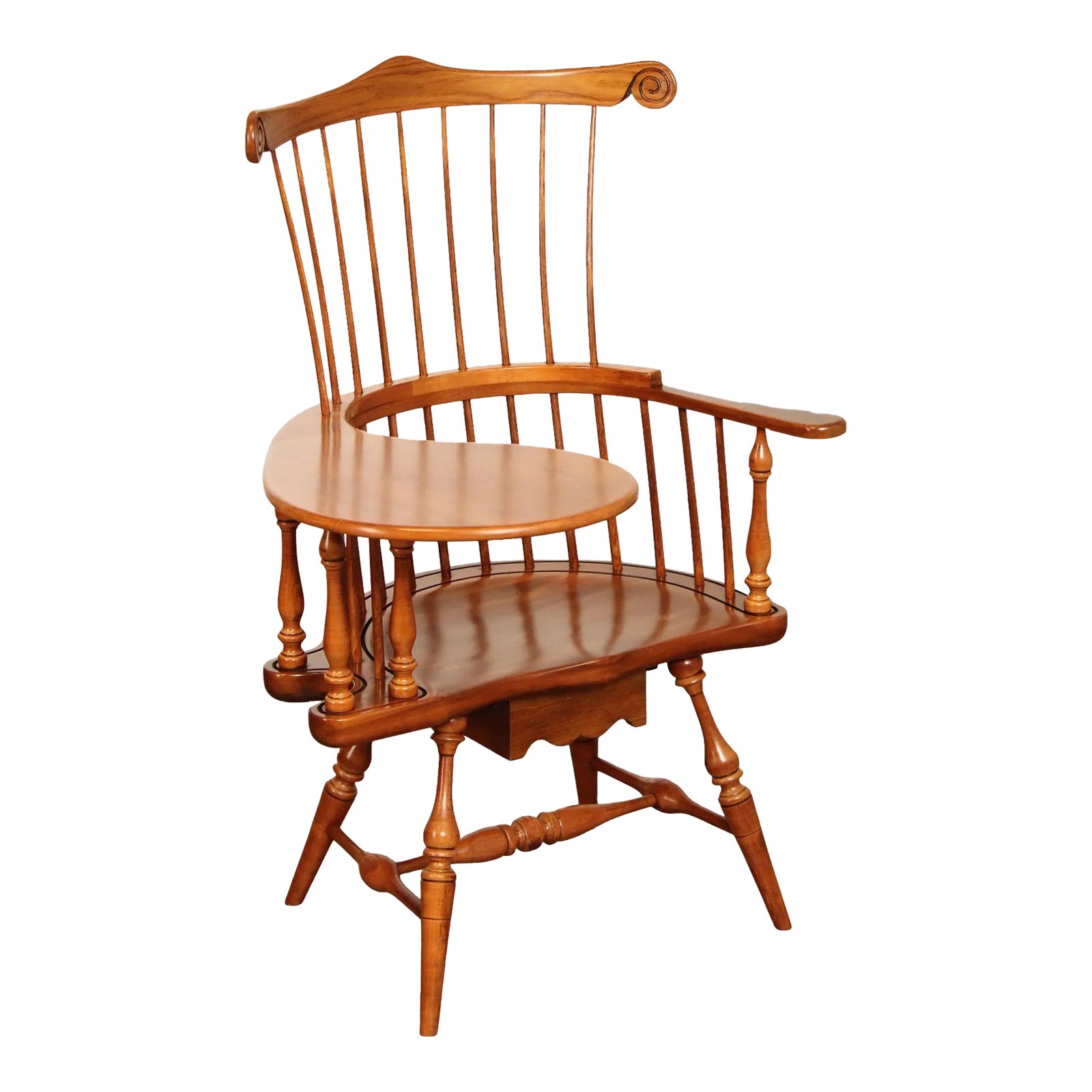 Frederick Duckloe Cherry Windsor Style Writing Armchair | Chairish