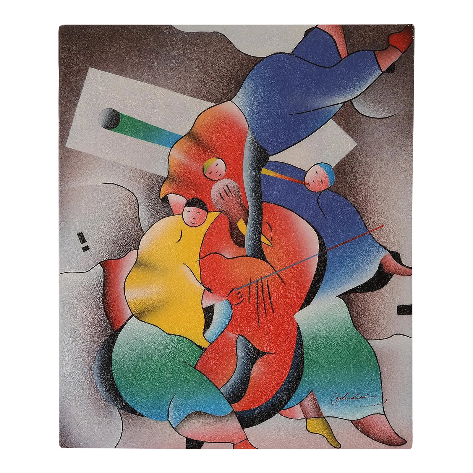 1980s Postmodern Abstract J Kendall Airbrush Painting | Chairish