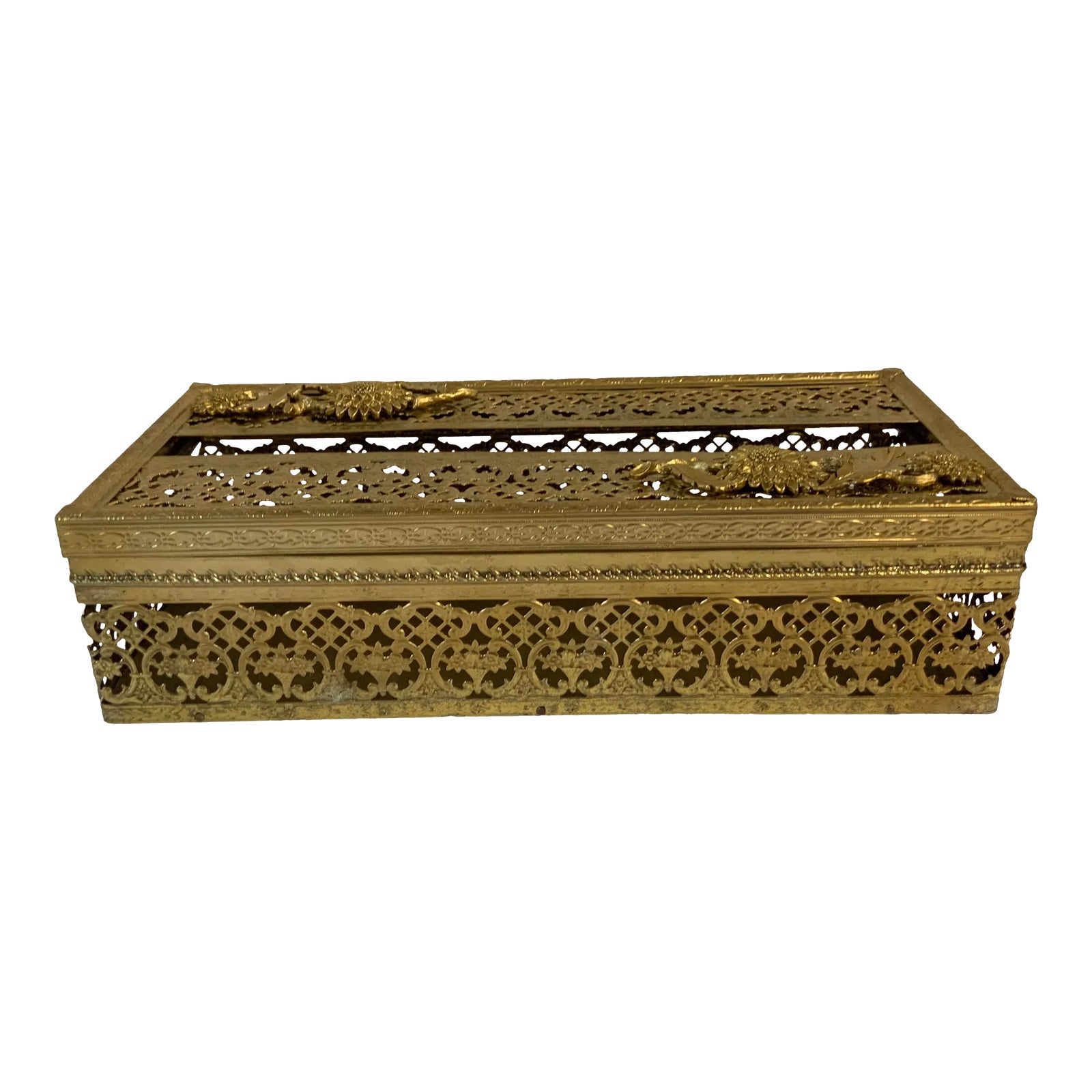 Hollywood Regency 24 Kt Gold Plated Tissue Box Cover | Chairish