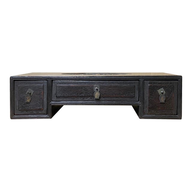 Chinese Brown Wood Rectangular Table Top Stand Display Riser Chest ...