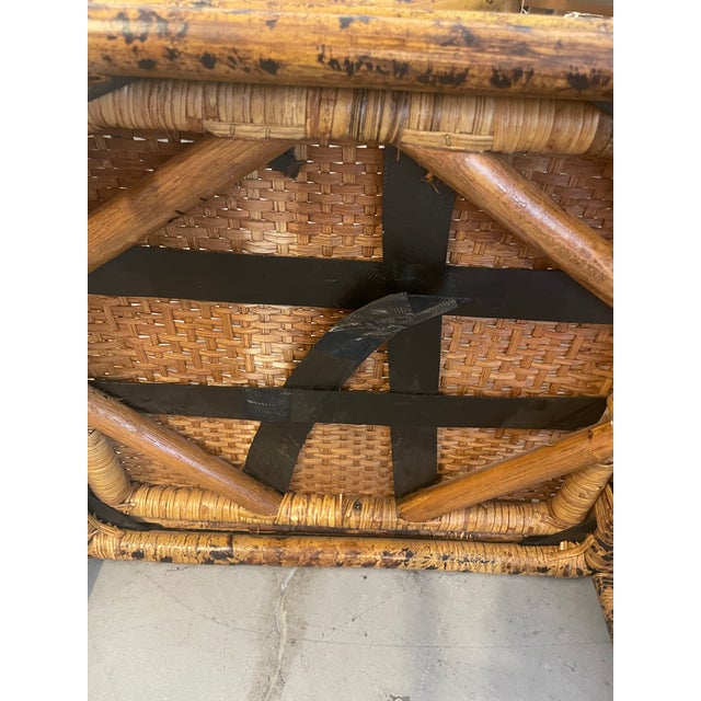 Faux Tortoise Finish Set of 2 Colonial Style Bamboo & Rattan Counter ...