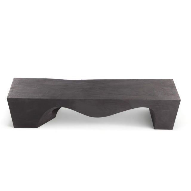 71" Inch Long Modern Black Sculpture Bench - 4 | Chairish