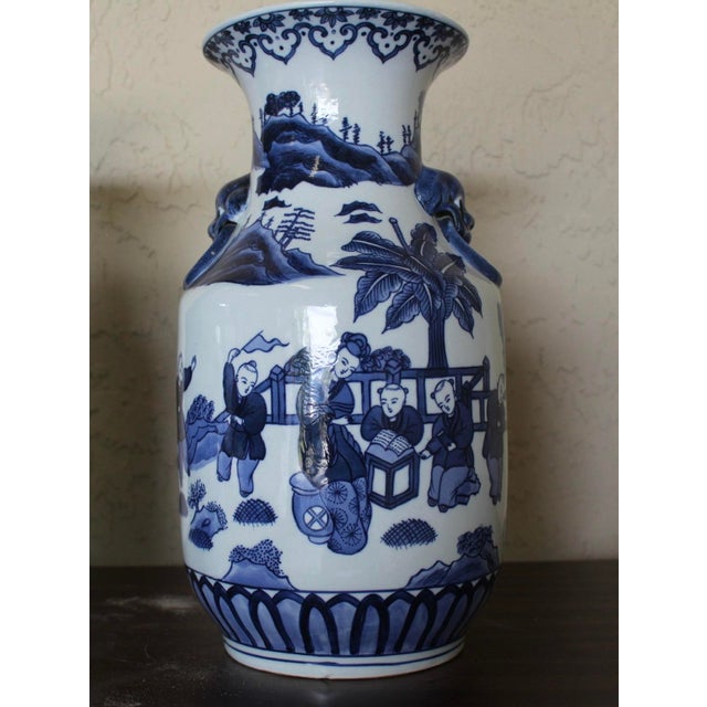 Pair of Blue & White Chinese Porcelain Figural Scenic Vases W/ Doyle ...