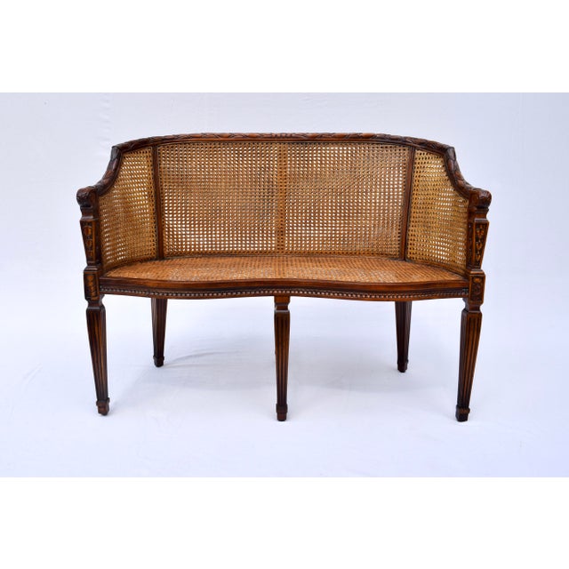 Vintage Double Cane Settee Bench | Chairish