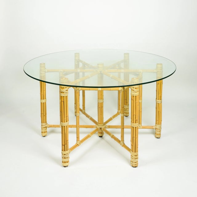 A Bamboo and Glass Round Dining Table | Chairish