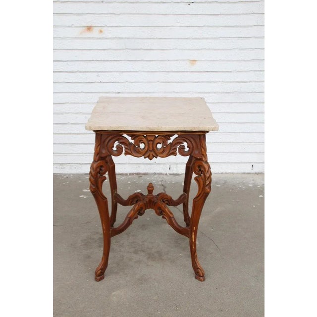 Mid 20th Century W & Z Rococo Style Marble Side Table | Chairish
