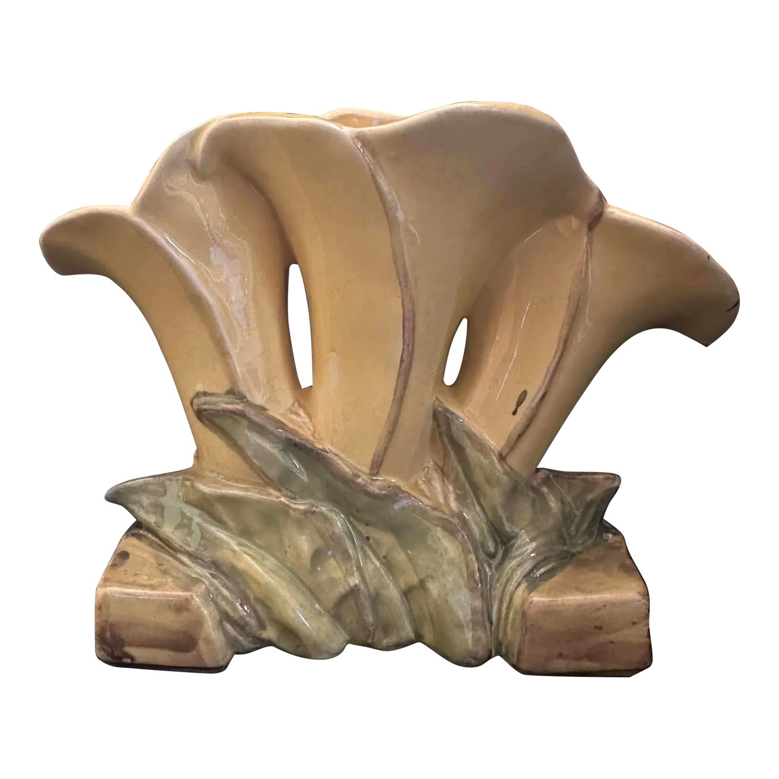 1940s McCoy Pottery Triple Calla Lily Vintage Art Nouveau Style Vase ...