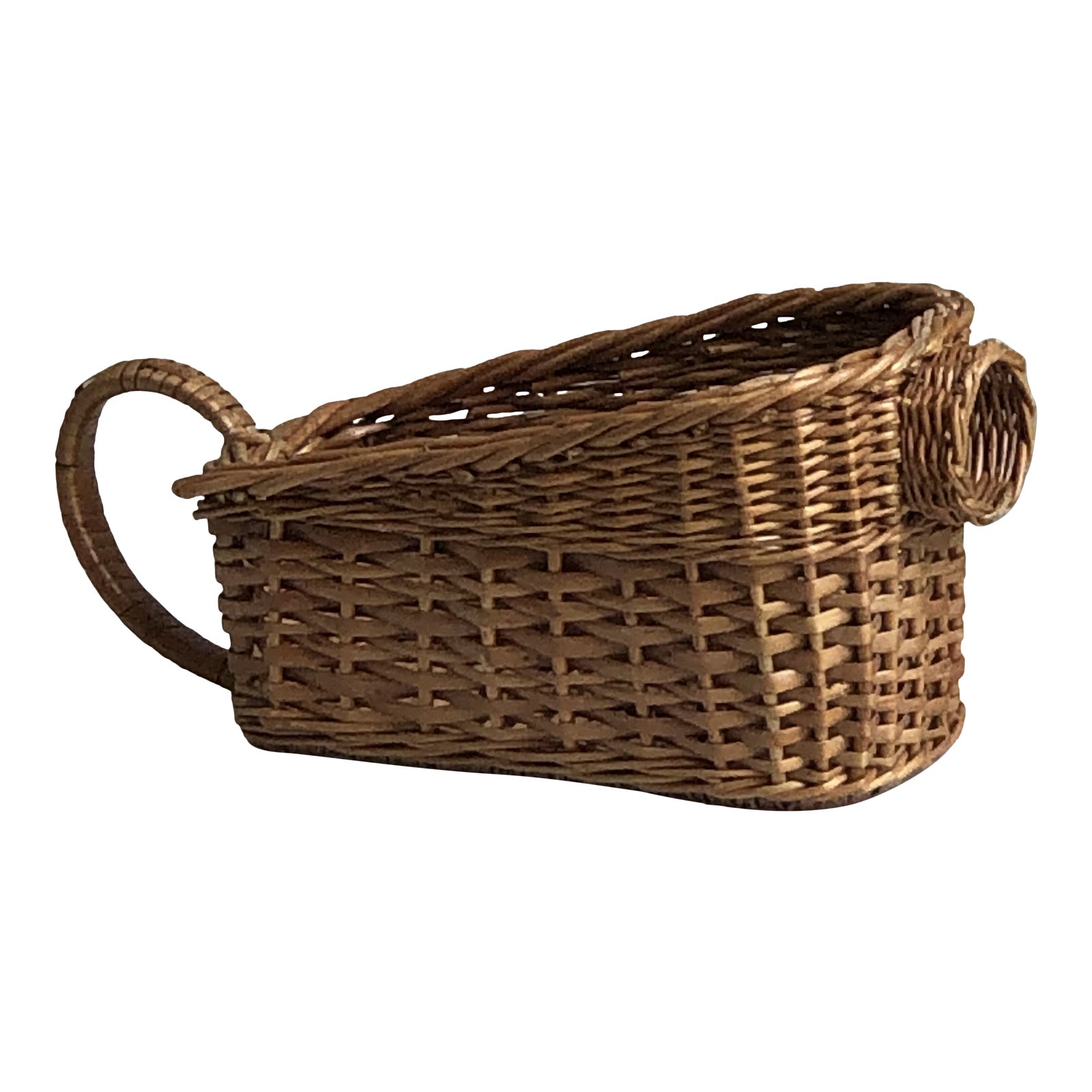 Vintage French-Style Wicker Wine Basket | Chairish