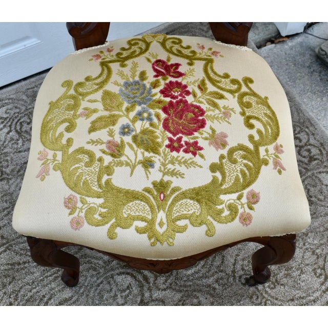 Antique Victorian Belter Style Carved Walnut Slipper Chair | Chairish