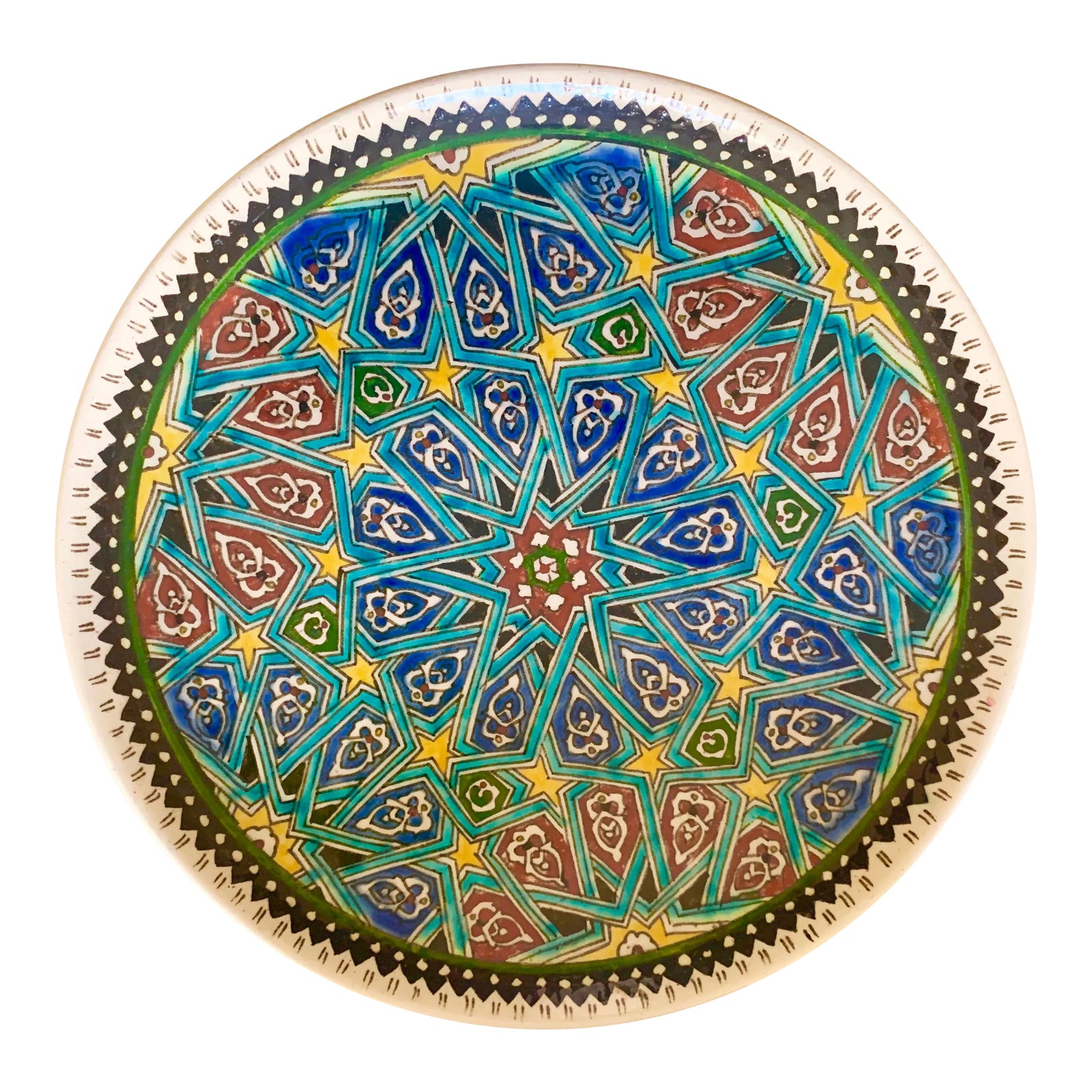 1950s Vintage Hand Painted Ceramic Decorative Plate | Chairish