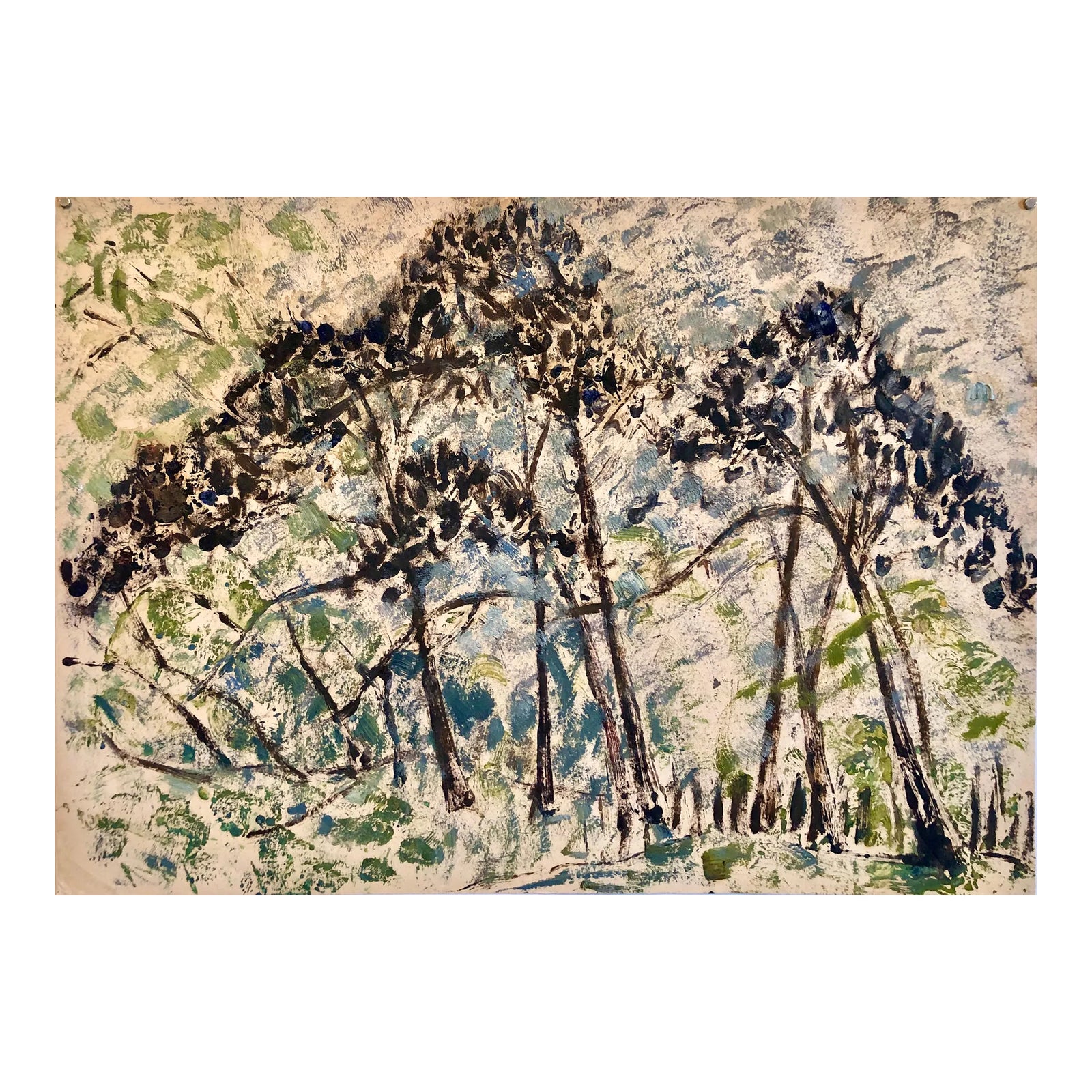 Yitzhak Greenfield, Kibbutz Artist Abstract Jerusalem Forest Trees ...