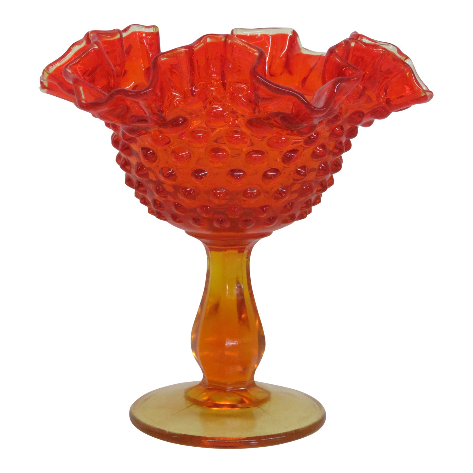 Fenton Amberina Hobnail Style Ruffled Pedestal Compote Candy Dish 4563b ...