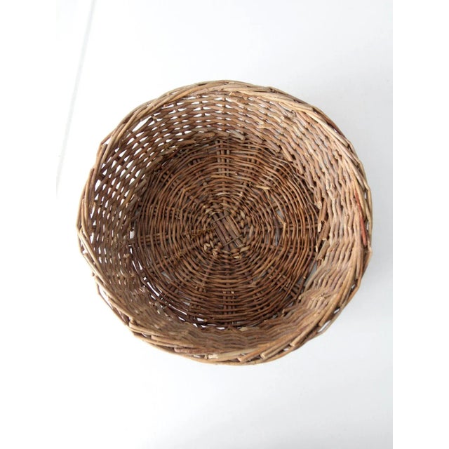 Vintage Wicker Basket Bowl | Chairish