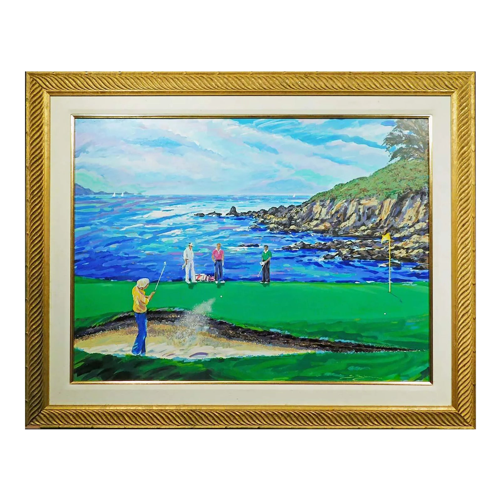 Steve Bloom "18th at Pebble Beach" Golf Signed Original Painting With ...