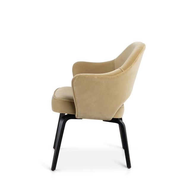 Saarinen Executive Arm Chairs in Sand Velvet and Ebony Walnut Legs by ...