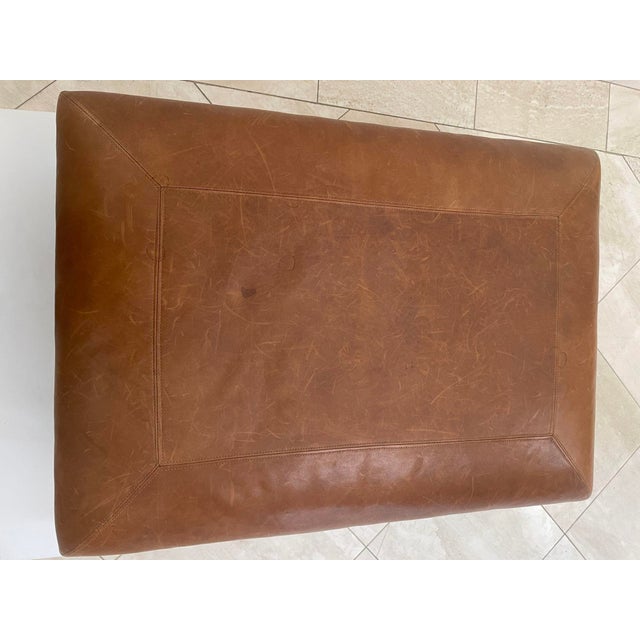 Victorian English Style Leather Ottoman With Brass Casters and Nailhead ...